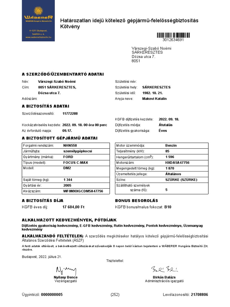 Waberer GFB Kötvény | PDF