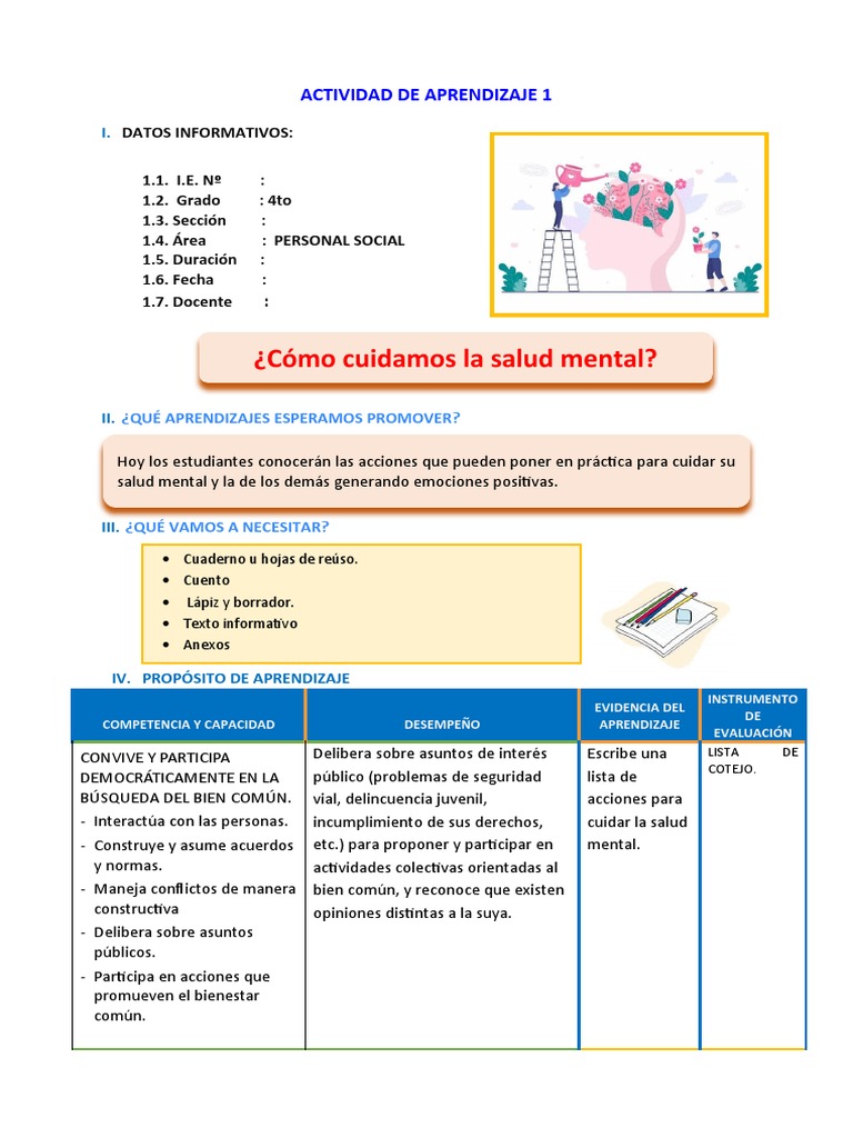 Actividades para Cuidar la Salud Mental | PDF | Salud mental | Mente