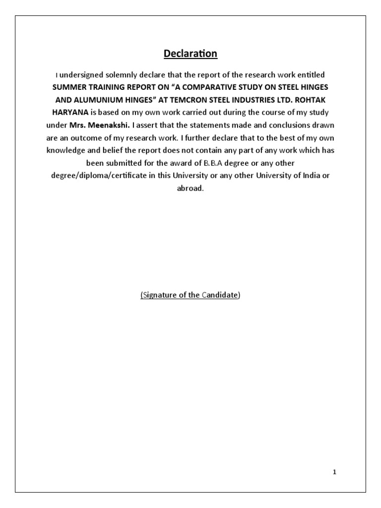 Declaration | Download Free PDF | Rust | Steel