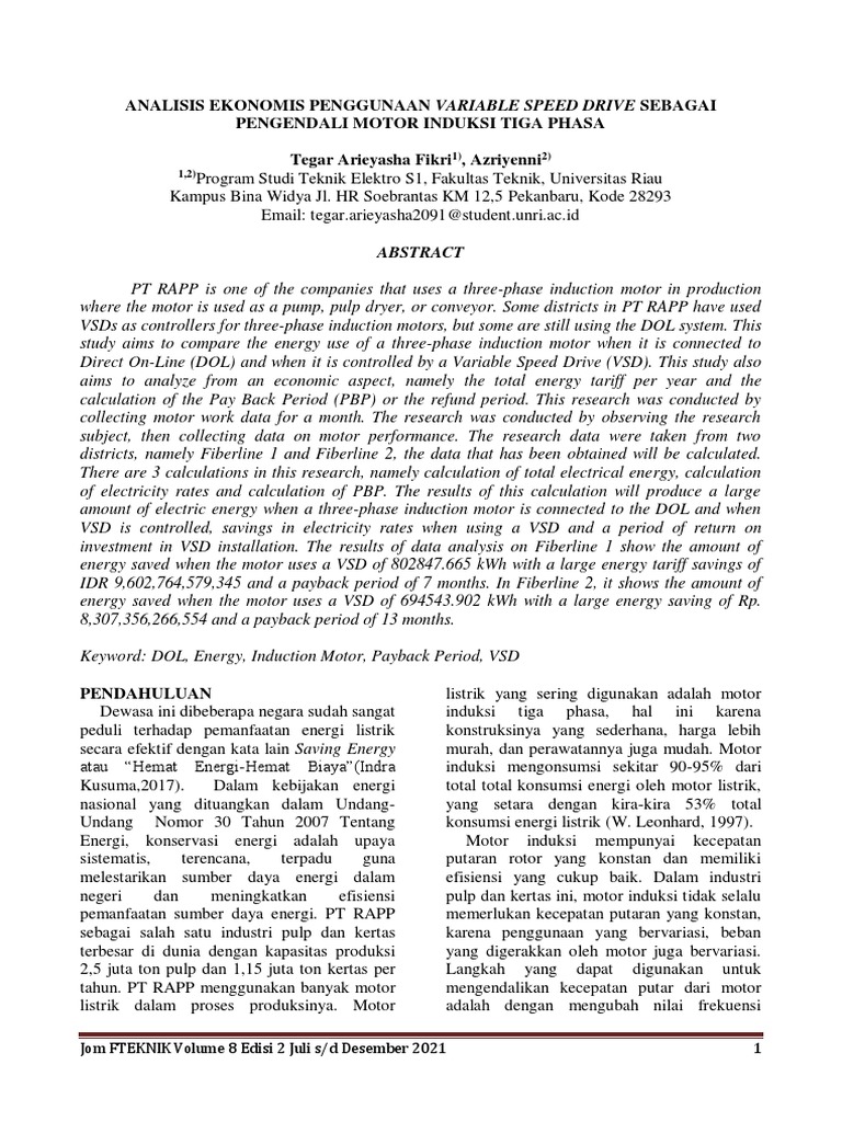VSD vs DOL: Economic Analysis | PDF | Electrical Engineering | Electricity