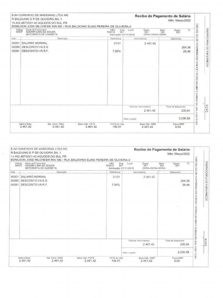 Holerite Ademir | PDF