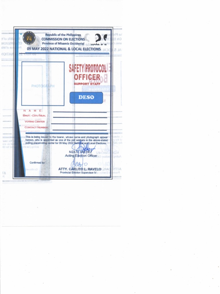 Deso Safety Protocol Officer Support Staff | PDF