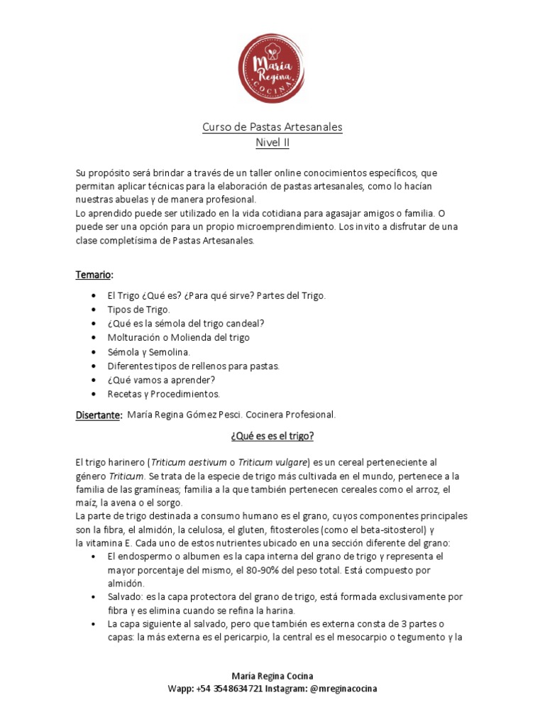 Curso Pastas Nivel Ii | PDF | Panes | Pasta