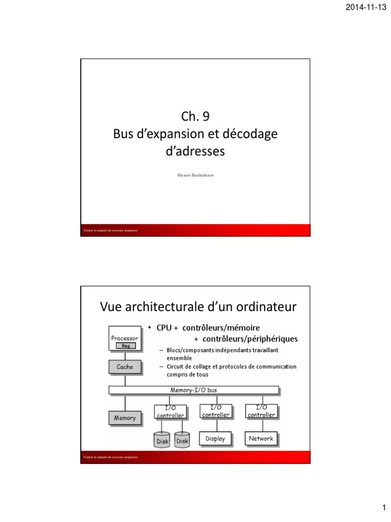 Architecture des bus et décodage d'adresses | PDF | Entrée/Sortie ...