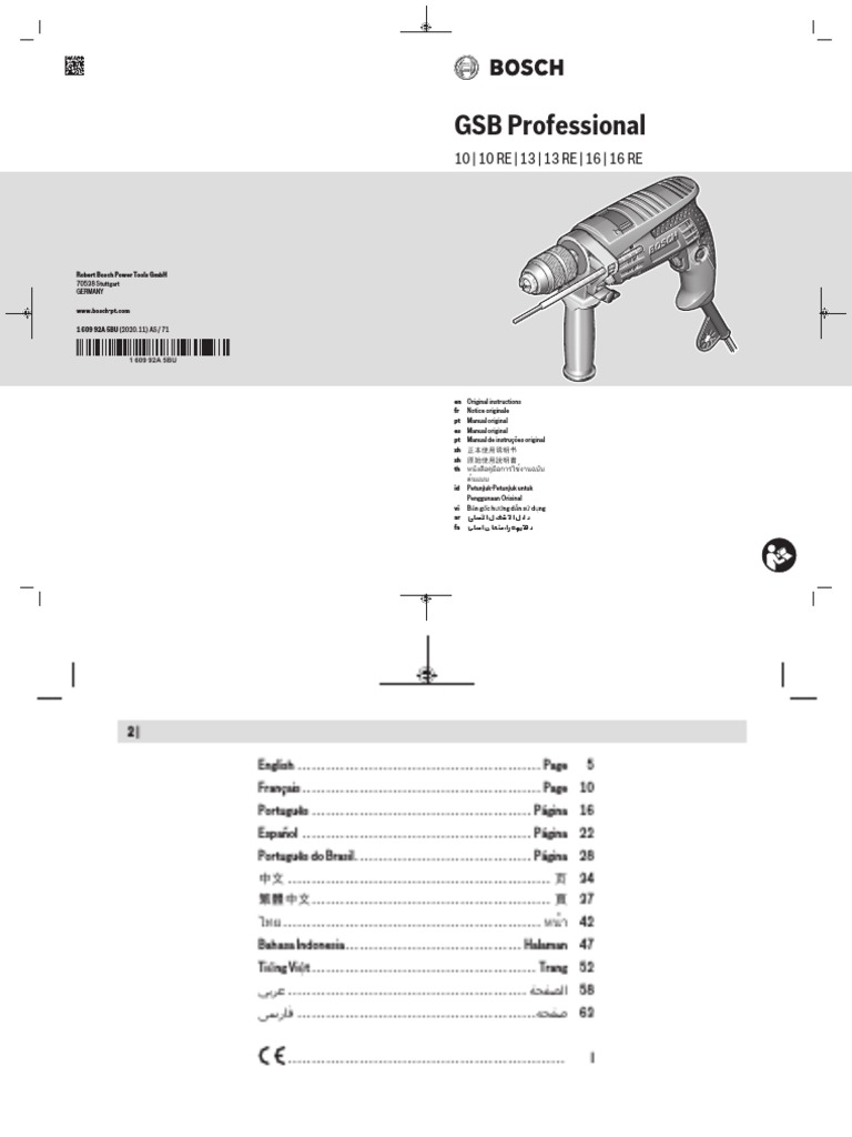 Bosch Drill Operating Instructions Guide | PDF