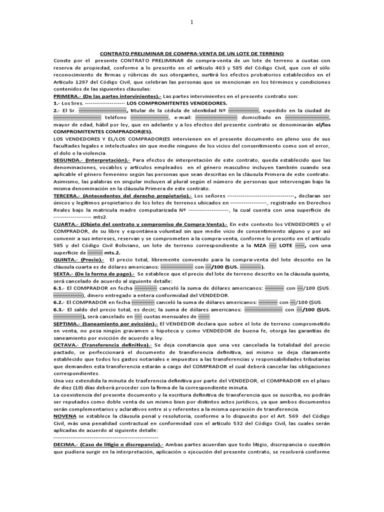 Modelo de Contrato Con Reserva de Propiedad | PDF | Ley común | Derecho ...