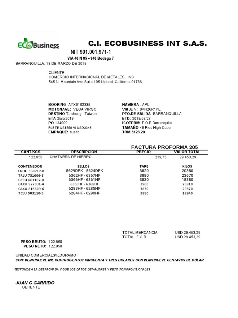 Factura Proforma 205 | PDF