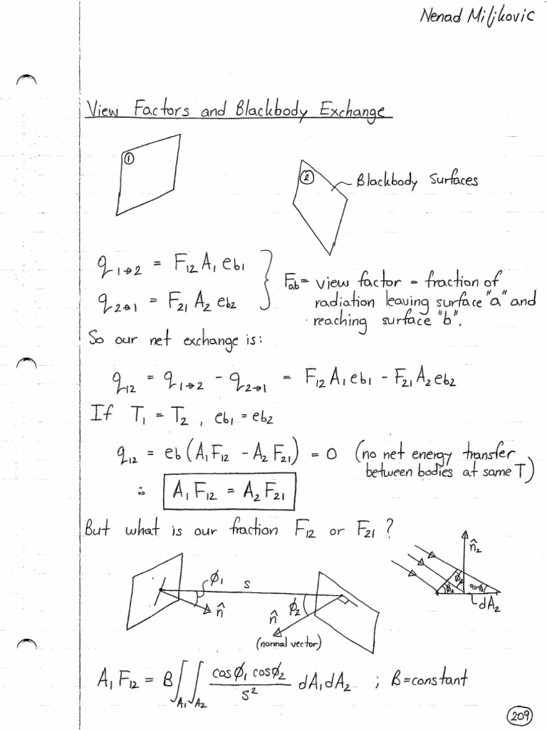 Lecture 26 - Thermal Radiation - View Factors, Grey Body Approximation, Enclosures | PDF