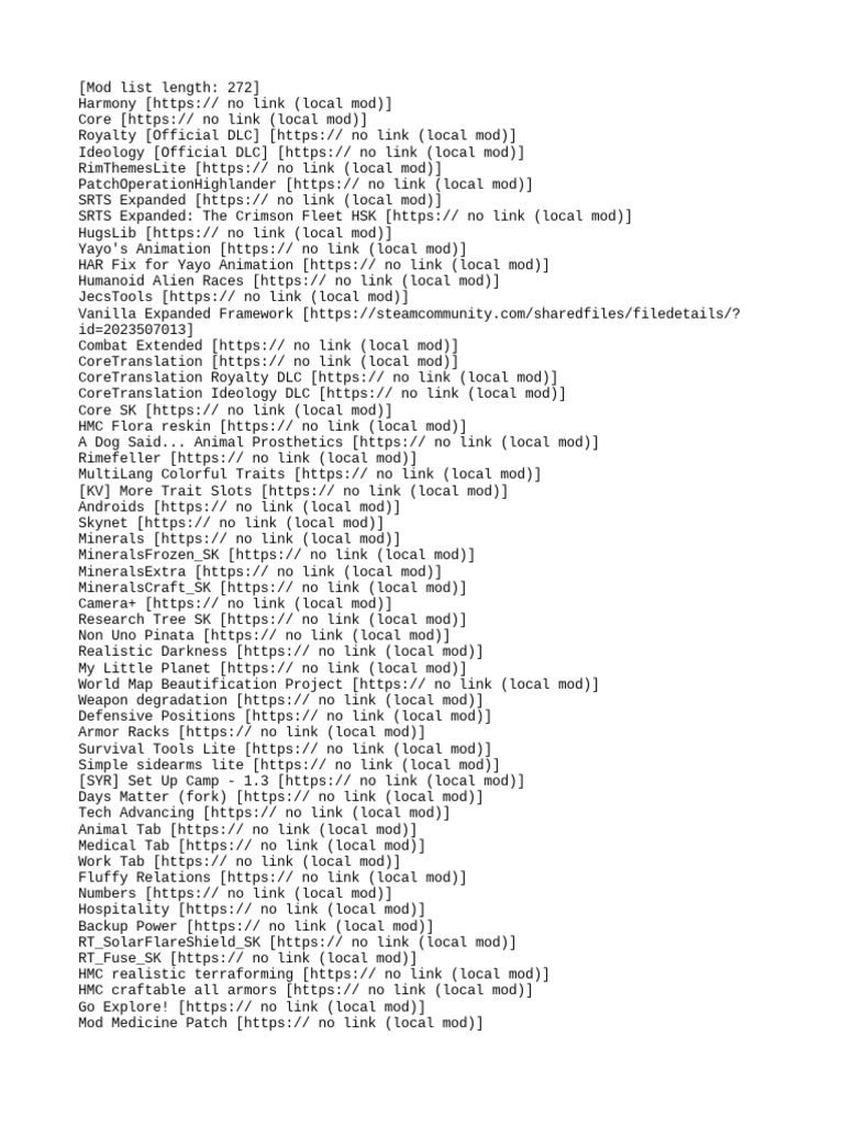 Rimworld HSK Modlist | PDF | Computers