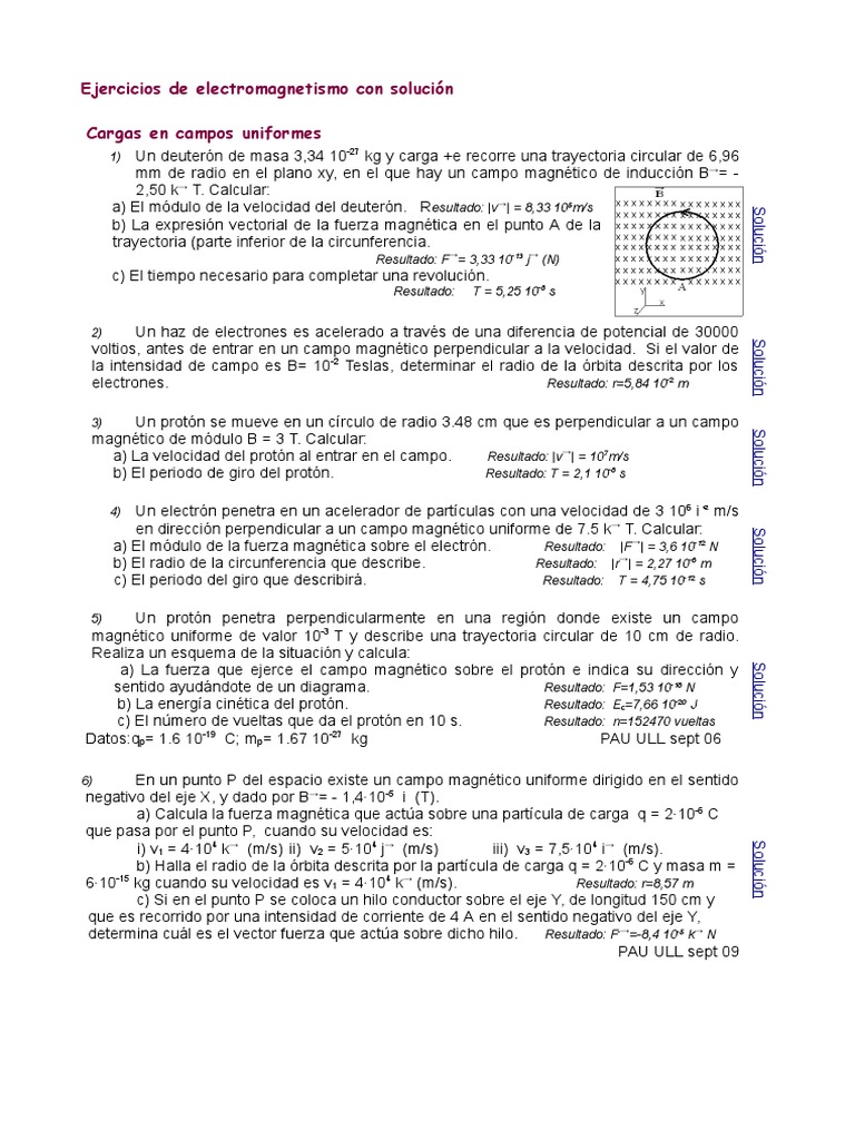 Ejercicios Resueltos de Electromagnetismo | PDF | Campo magnético | Velocidad
