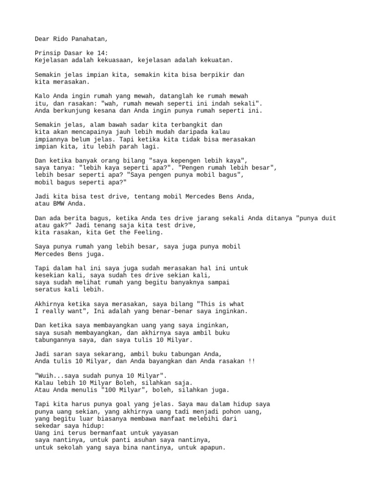 Kejelasan Impian: Kunci Sukses Finansial | PDF