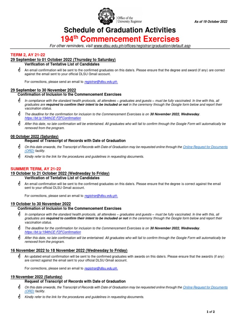 Graduation Activities 194 | PDF