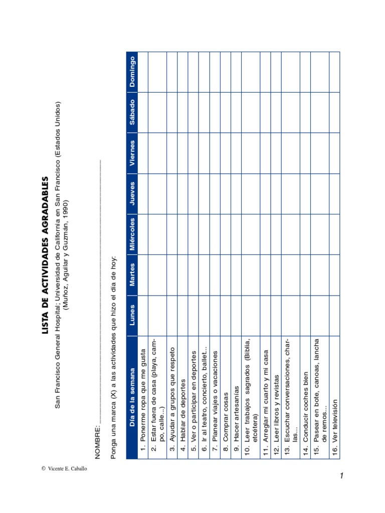 Lista de Actividades Agradables | PDF