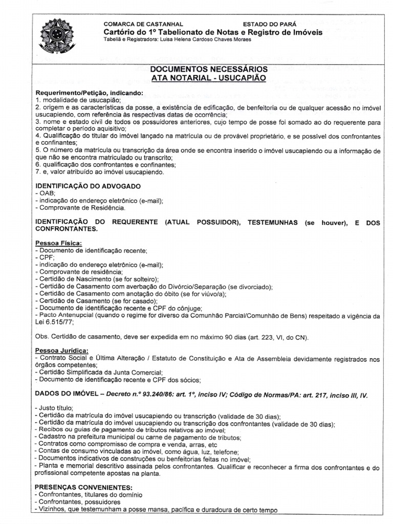 Check List Ata Notarial - Usucapiao | PDF