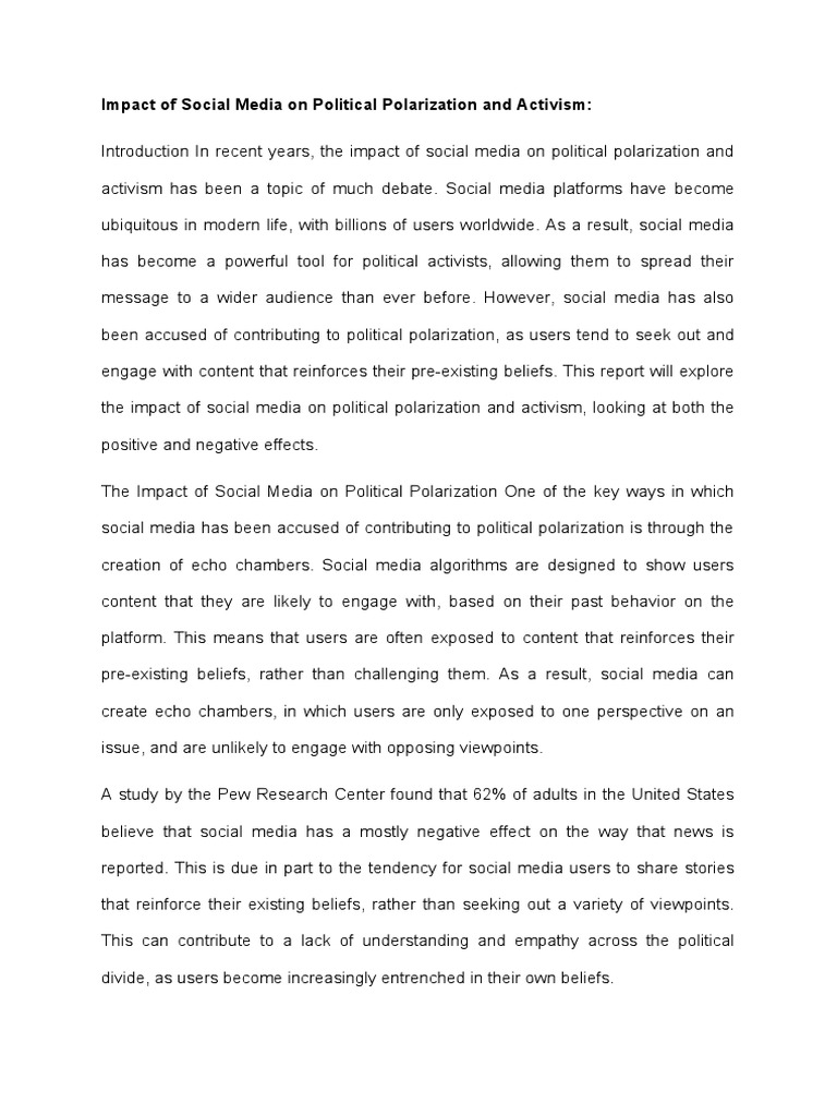 Impact of Social Media On Political Polarization and Activism | PDF ...
