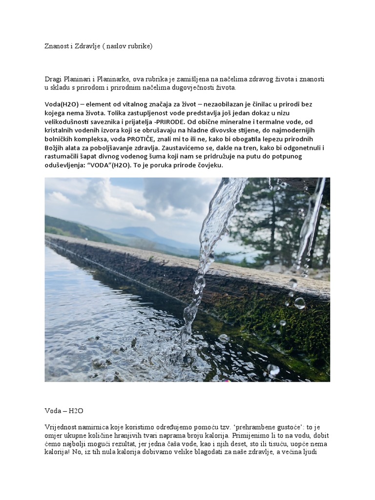 Znanost I Zdravlje - Voda H2O | PDF