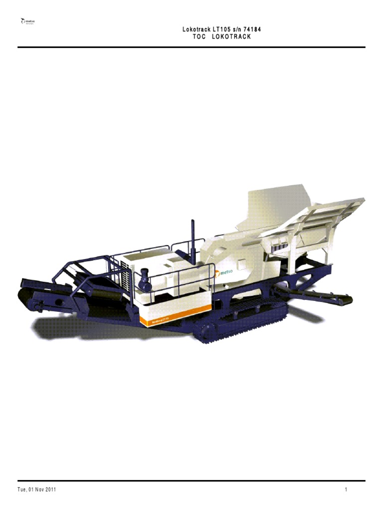 Lokotrack LT105 S/N 74184 Toc Lokotrack: Tue, 01 Nov 2011 1 | PDF ...