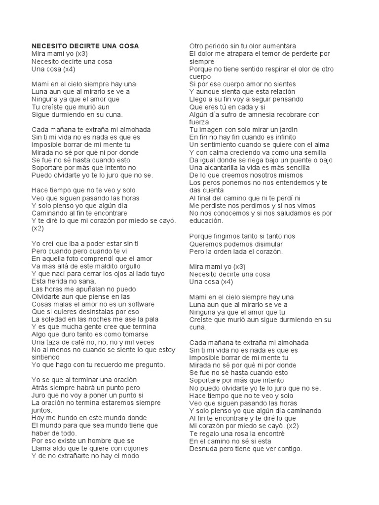 Necesito Decirte Una Cosa | PDF | Amor