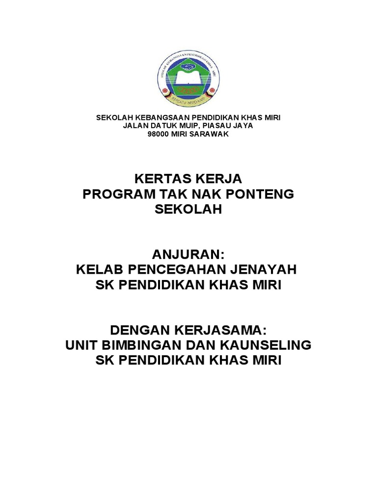 Kertas Kerja Tak Nak Ponteng (KPJ-BNK 2023) | PDF