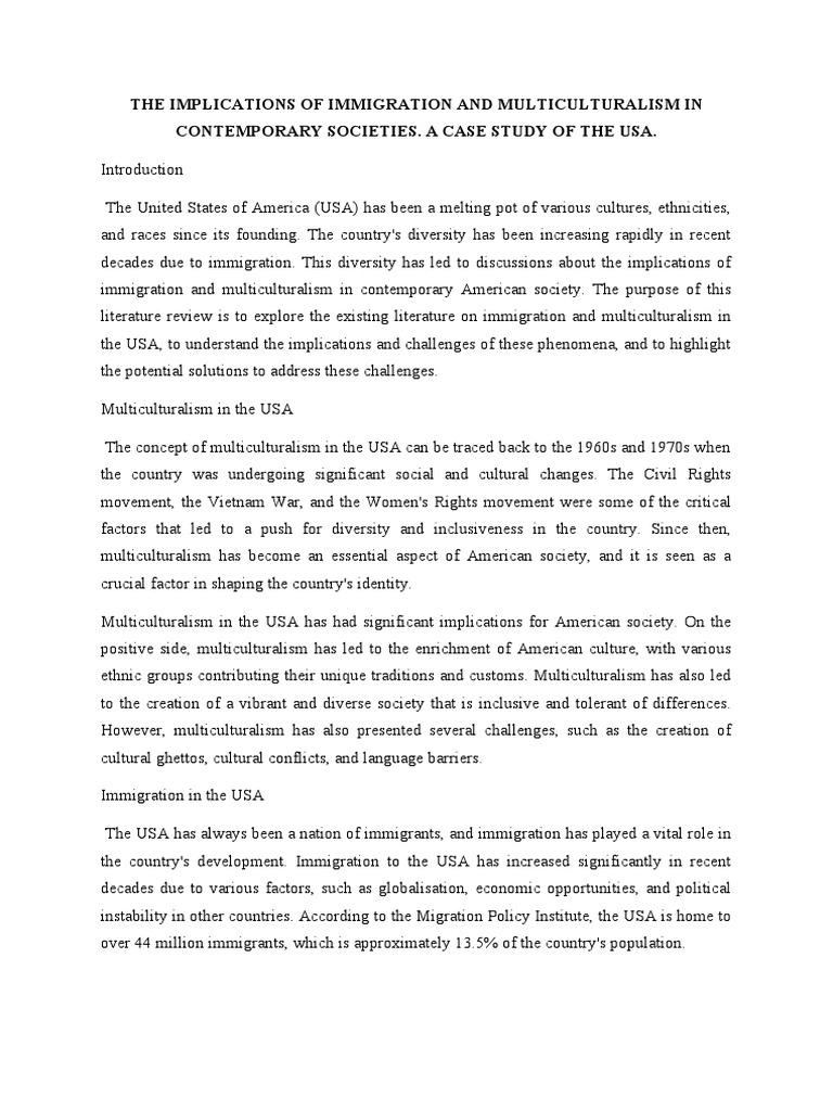 The Implications of Immigration and Multiculturalism in Contemporary ...