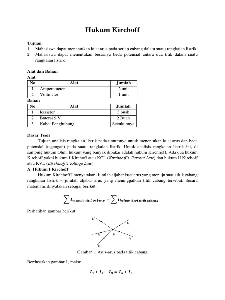 Hukum Kirchoff: Tujuan | PDF