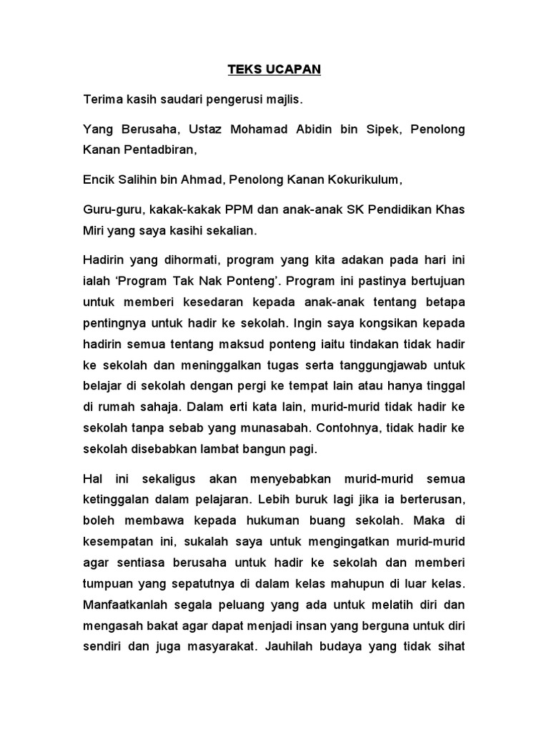 TEKS UCAPAN | PDF