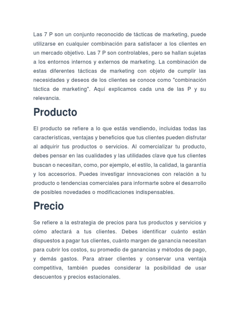 Las 7 P del Marketing Explicadas | PDF | Marketing | Producto (Negocio)