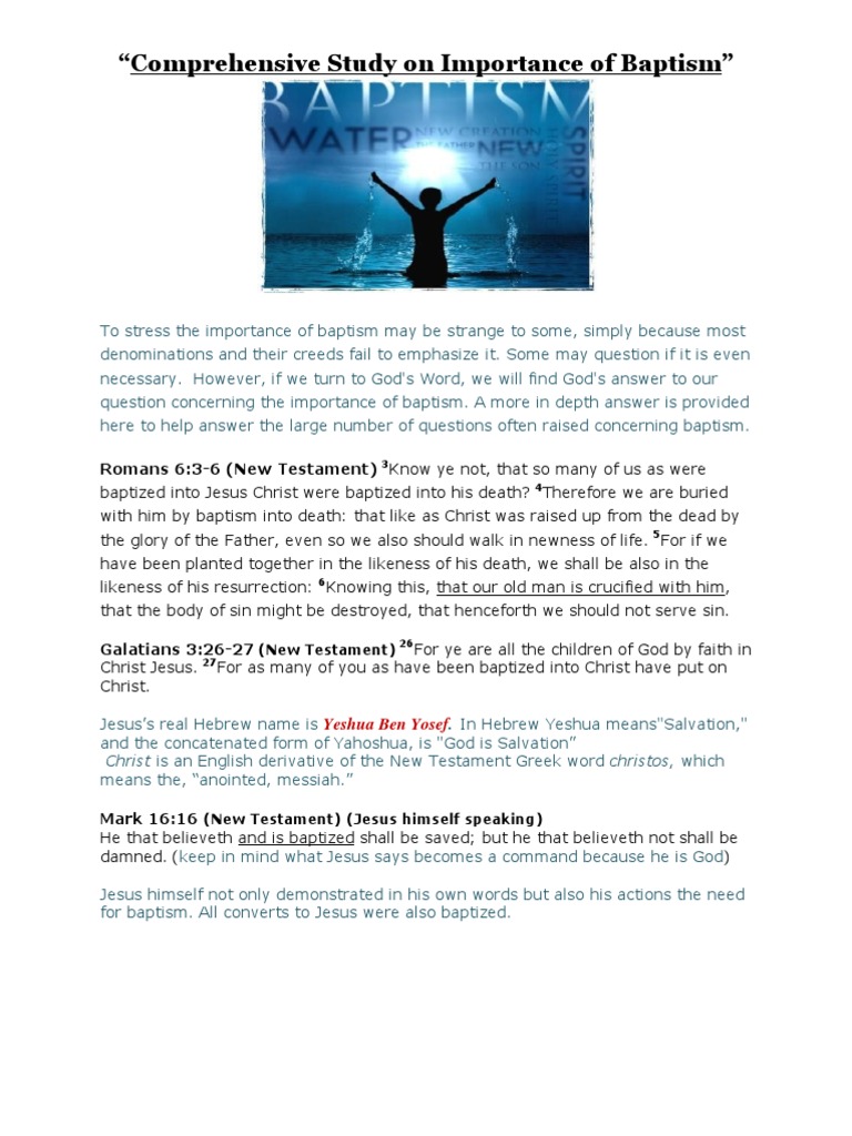 Study On Importance of Baptism | PDF | Baptism | Jesus