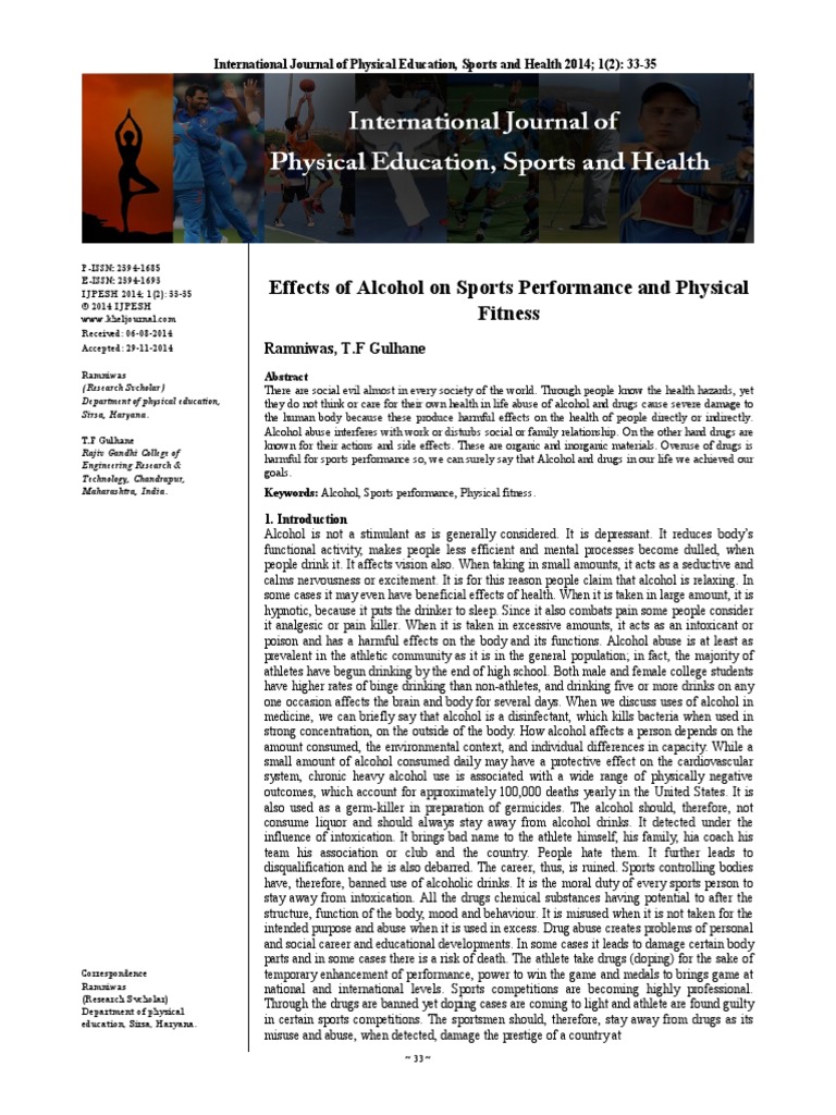 Effects of Alcohol On Sports Performance and Physical Fitness | PDF ...