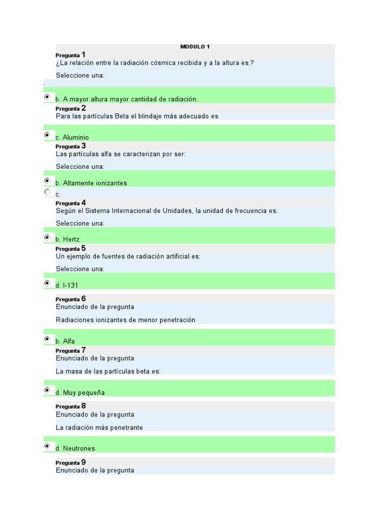 Modulo 1 Pregunta | PDF | Rayo X | Dosimetría