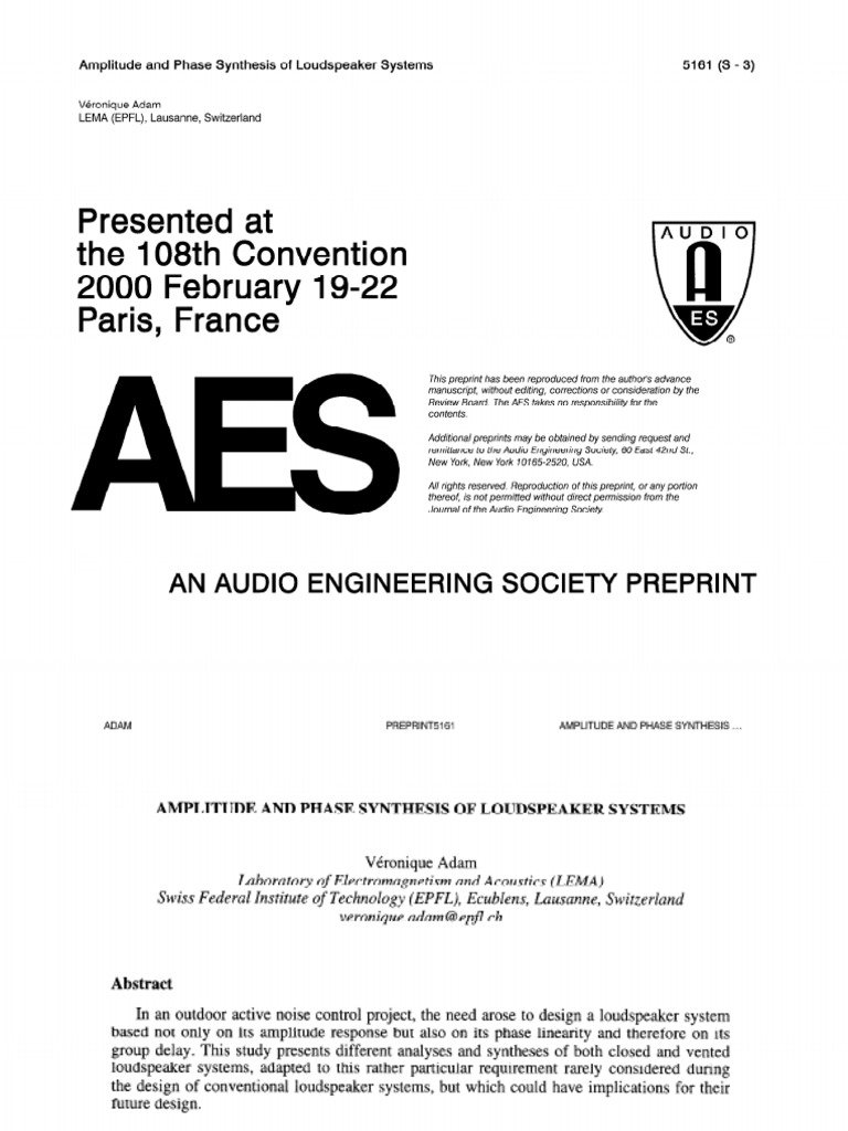 Amplitude and Phase Synthesis of Loudspeaker Systems | PDF | Loudspeaker | Decibel