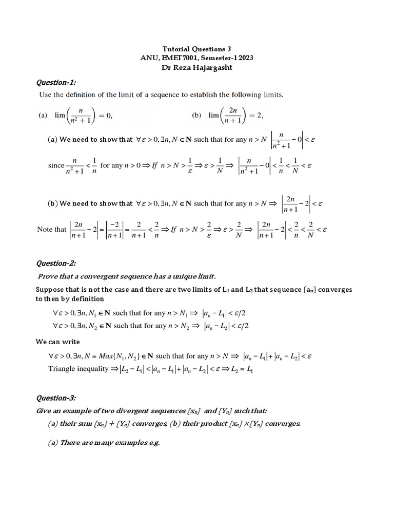 EMET7001 - Tutorial 3 - Solution - v2 | PDF | Mathematical Analysis ...