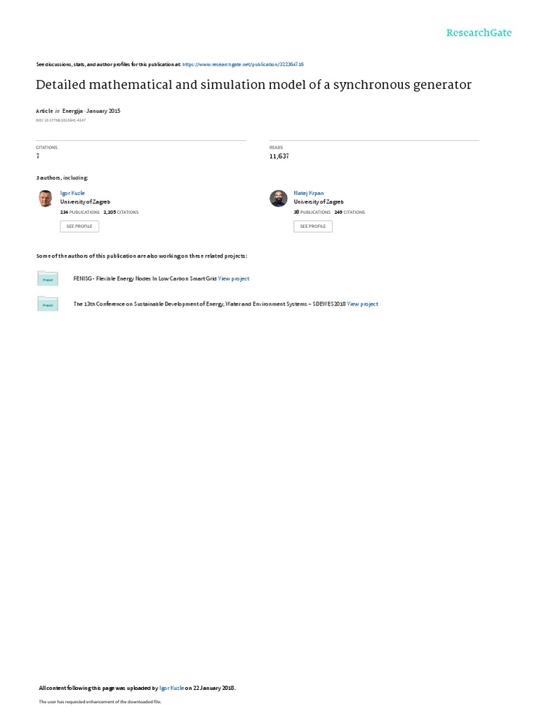 Detailed Mathematical and Simulation Model of A Synchronous Generator | PDF | Inductance ...