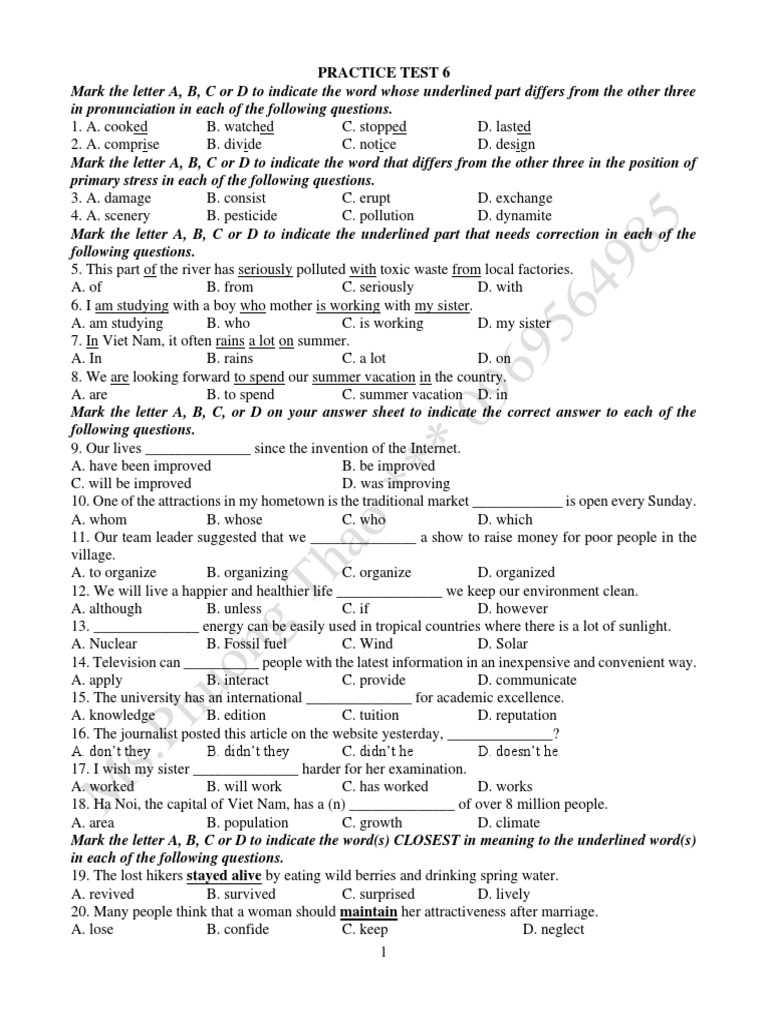 Practice Test 21 | PDF | Train | Transport