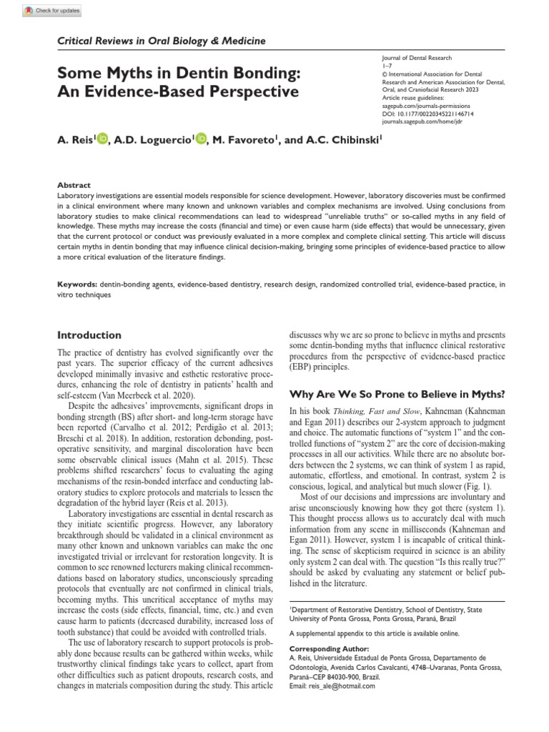 Some Myths in Dentin Bonding An Evidence Based Perspective | Download ... Some Myths in Dentin Bonding An Evidence Based Perspective | Download ...