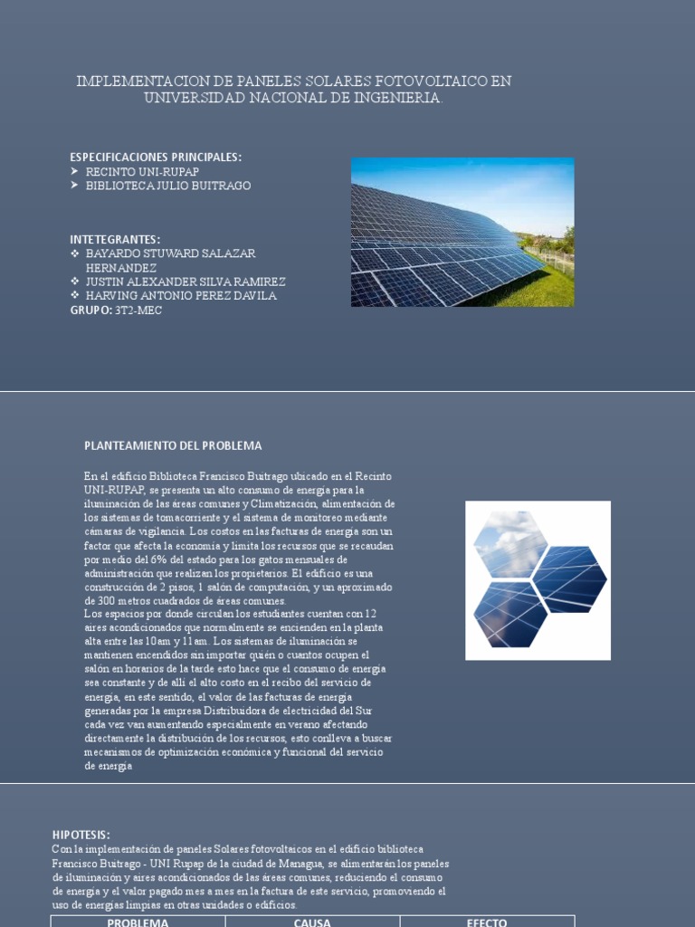 Implementación de Paneles Solares en UNI-RUPAP | PDF | Fotovoltaica ...