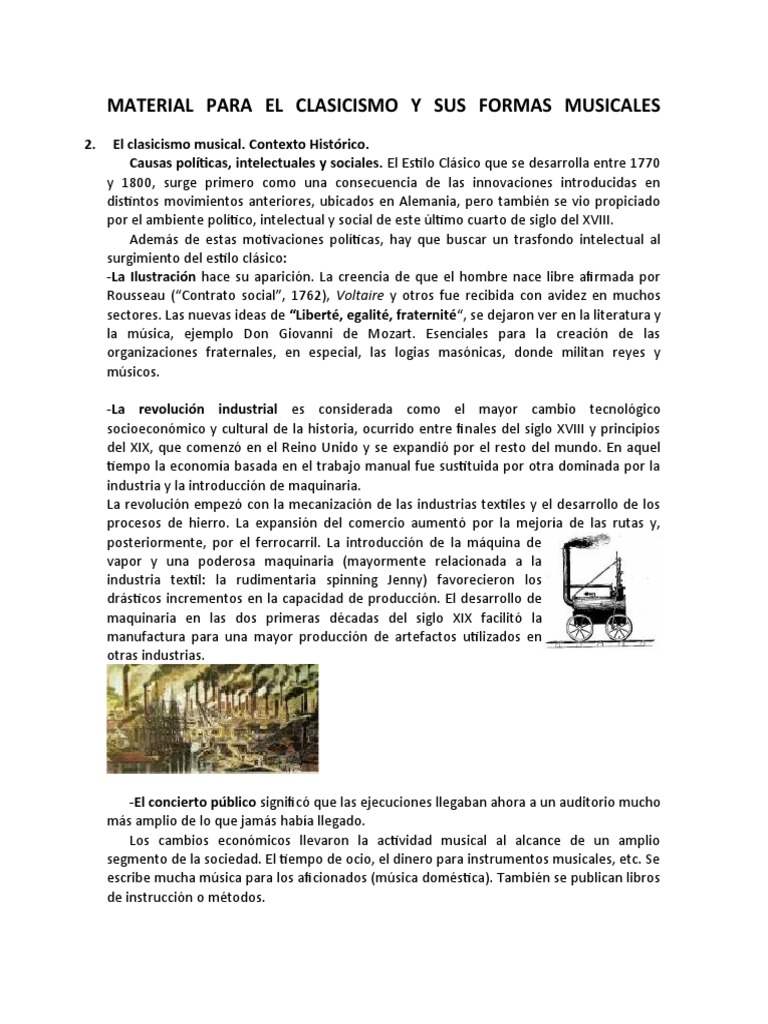 El Clasicismo Musical y Sus Formas Musicales | PDF | Sinfonía | Concierto