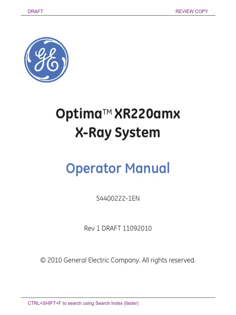Optima XR220amx X-Ray System: Operator Manual | PDF | Radiography ...