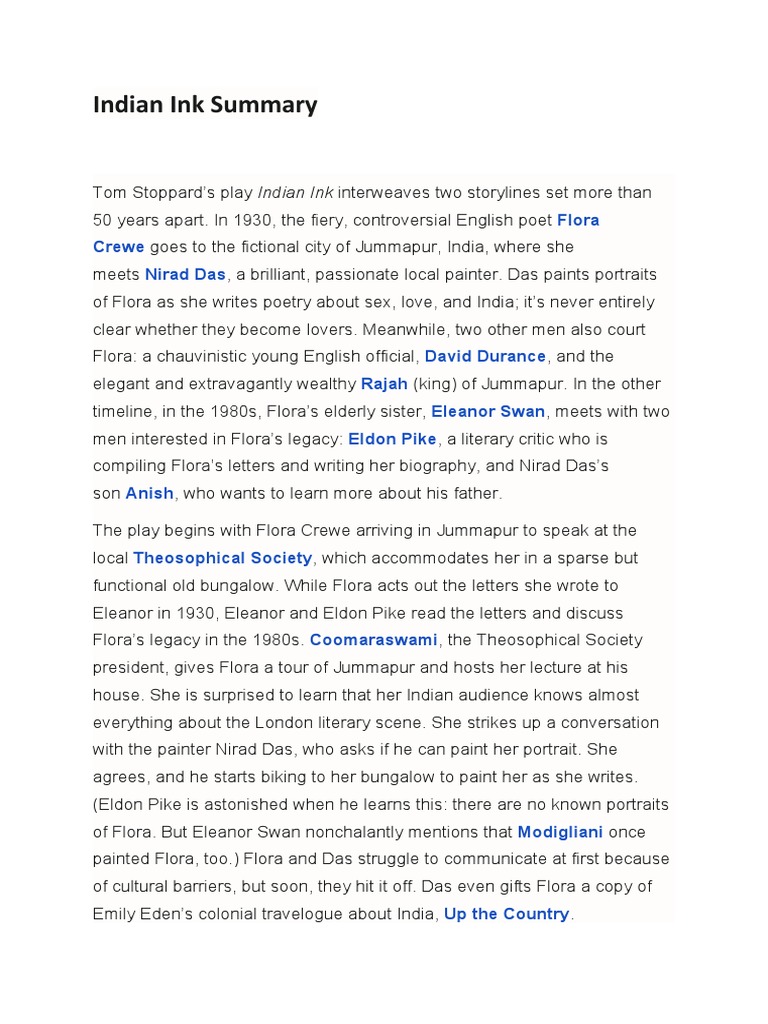 Indian Ink Summary | PDF