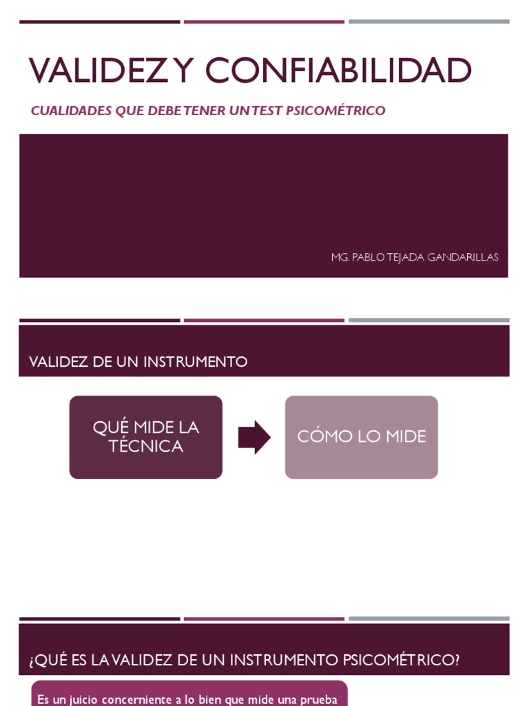 CONFIABILIDAD y VALIDEZ - MEDICION Y EVALUCIACION PSICOLOGICA | PDF | Validez (Estadísticas ...