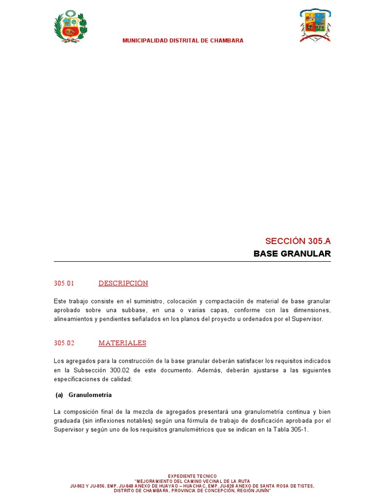 305 Base Granular MTC | PDF | Materiales | Ciencias fisicas