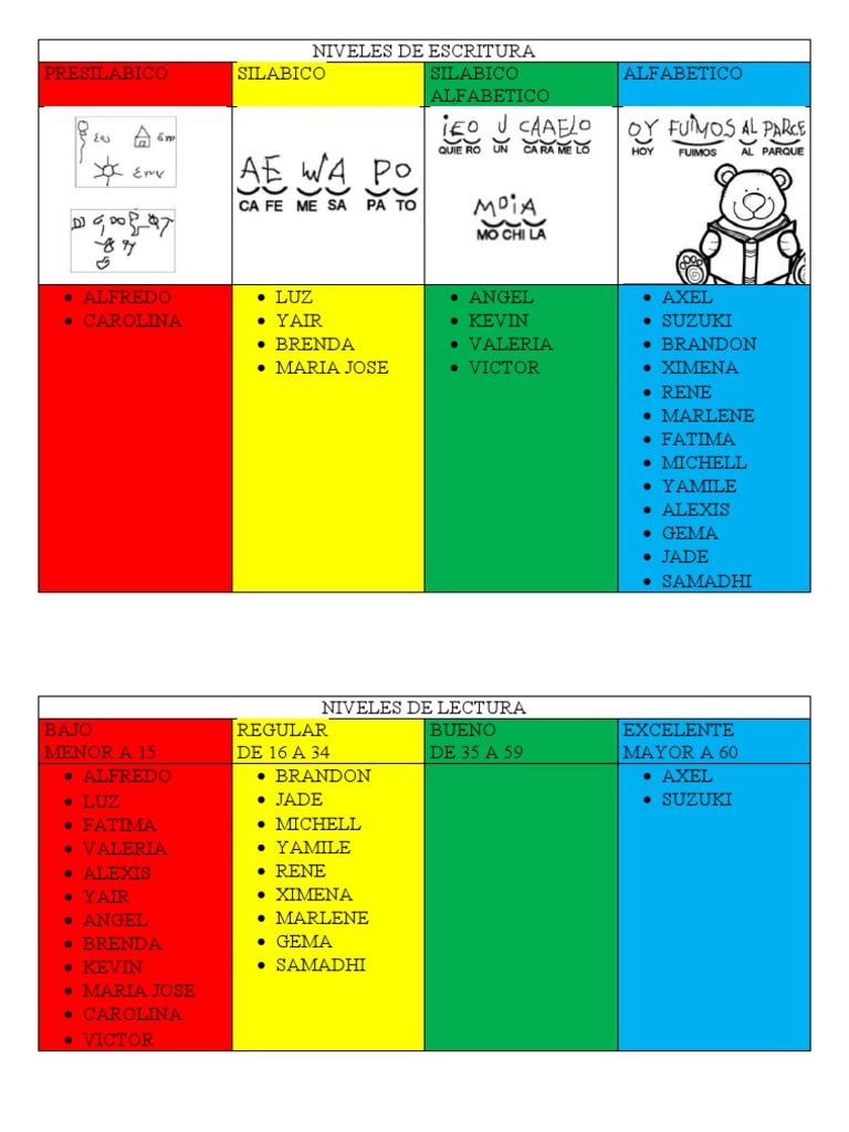 Niveles De Escritura Pdf