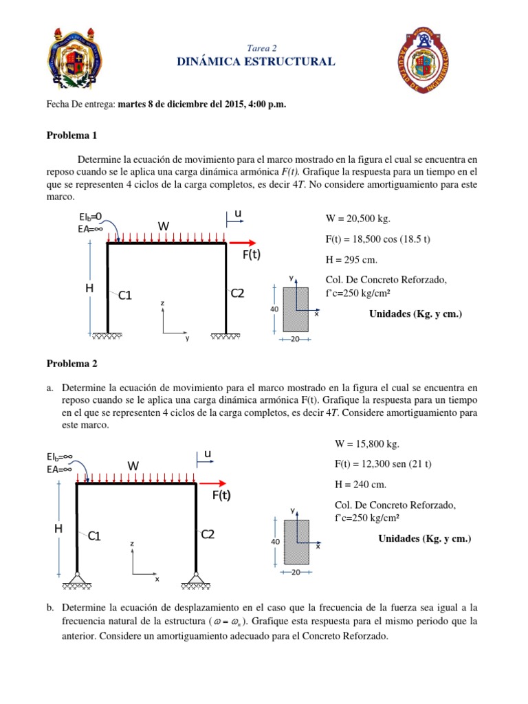 Análisis dinámico de marcos y sistemas estructurales sometidos a cargas sísmicas | PDF ...
