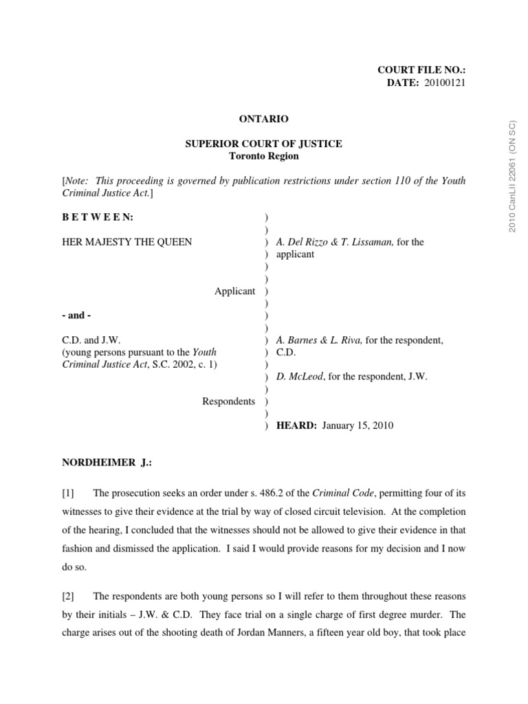R. v. C.D., 2010 CanLII 22061 (ON SC) | PDF