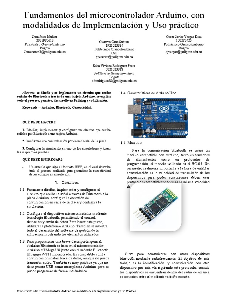 Fundamentos del microcontrolador Arduino con Bluetooth y uso práctico | PDF | Bluetooth | Arduino