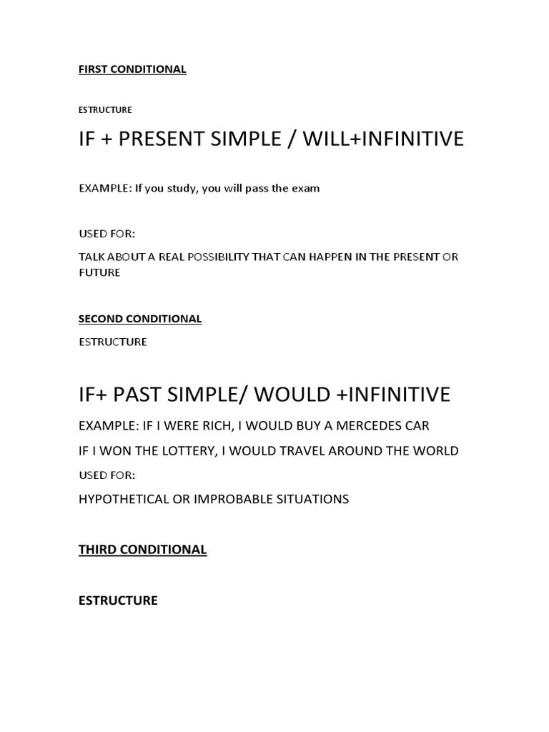 If + Present Simple / Will+Infinitive: First Conditional | PDF