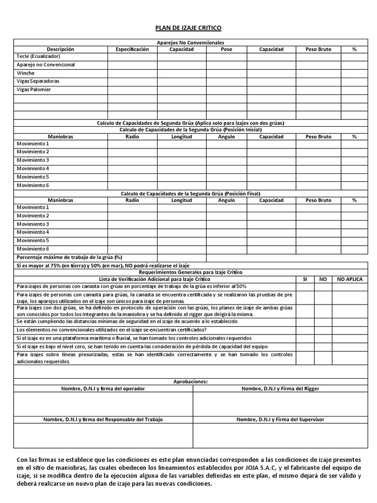 Anexo Plan de Izaje Critico | PDF
