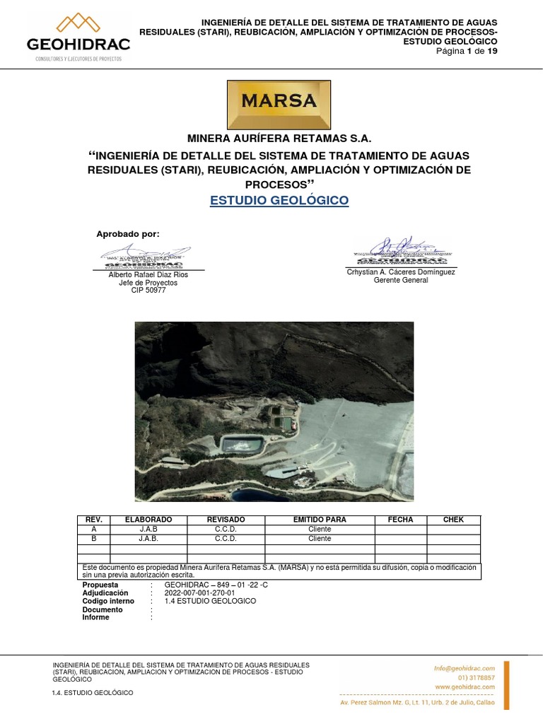 Estudio Geológico | PDF | Roca (geología) | Andes