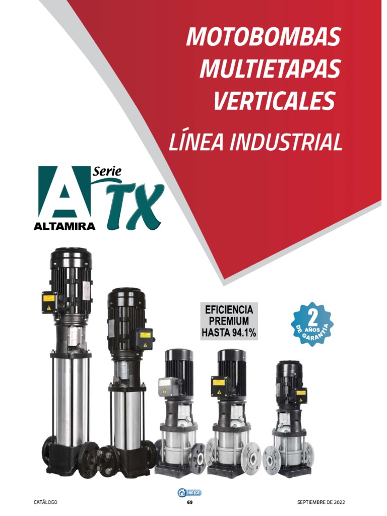Bomba Multietapas Vertical Altamira Serie Txe, 6 LPS, 1 Etapas, 2 HP, Acoplamiento Iec B14 | PDF