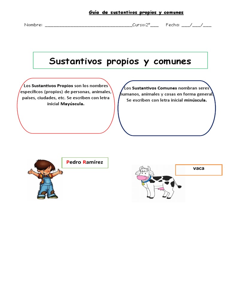 Guía de Sustantivos Propios y Comunes | PDF